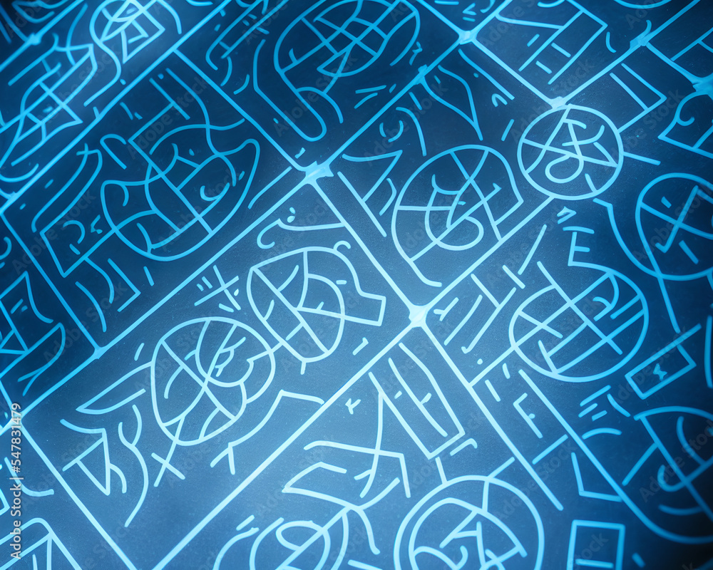 Abstract rune and arcane magic occult symbol background. Mystical ...