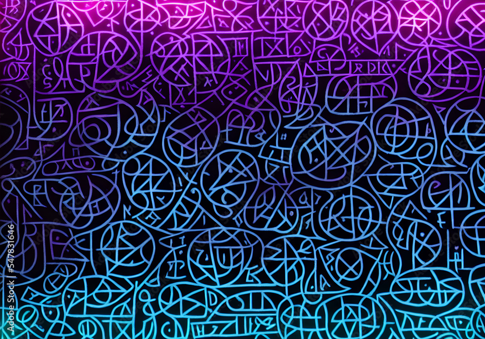 Abstract rune and arcane magic occult symbol background. Mystical ...