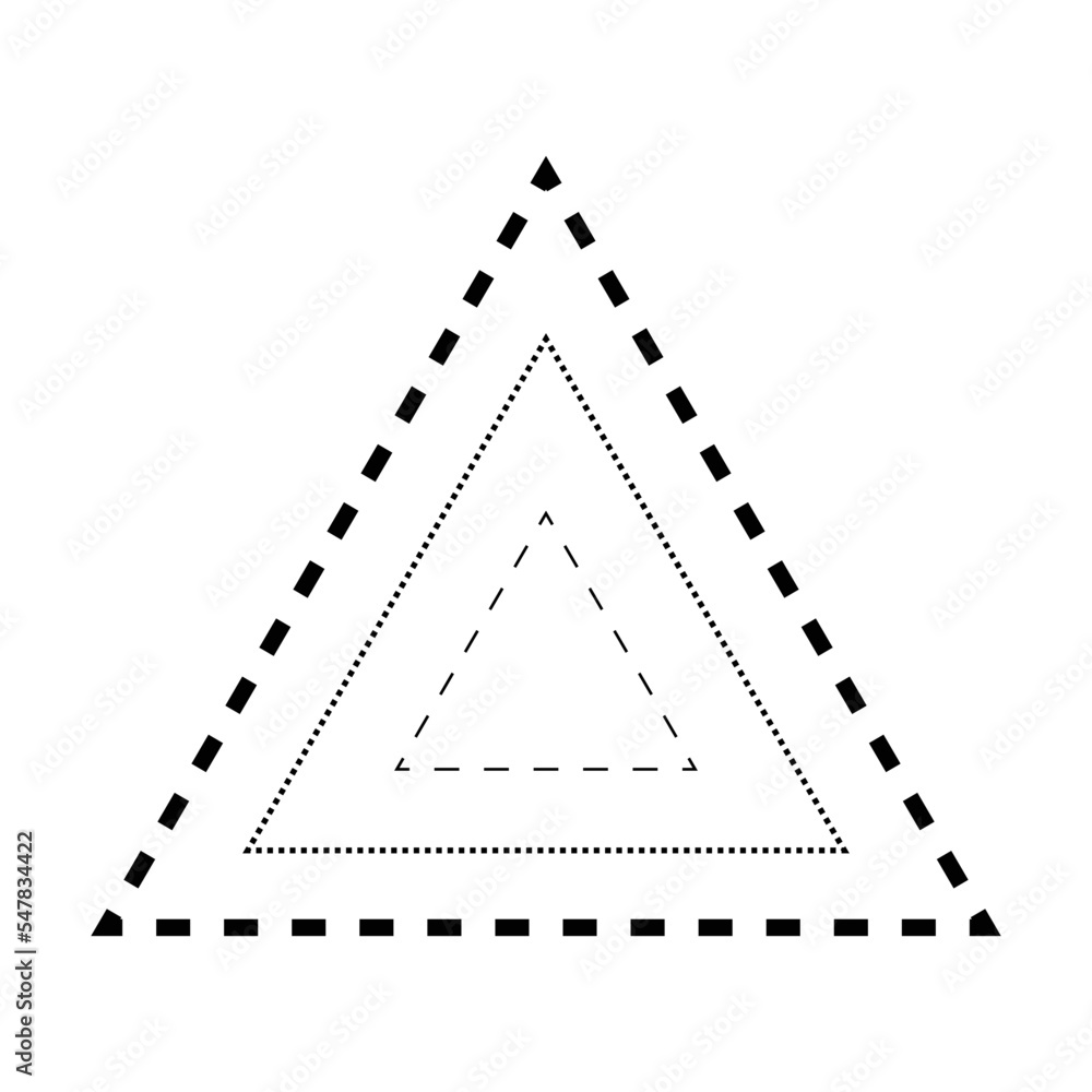Tracing triangle shape broken line element for preschool, kindergarten ...