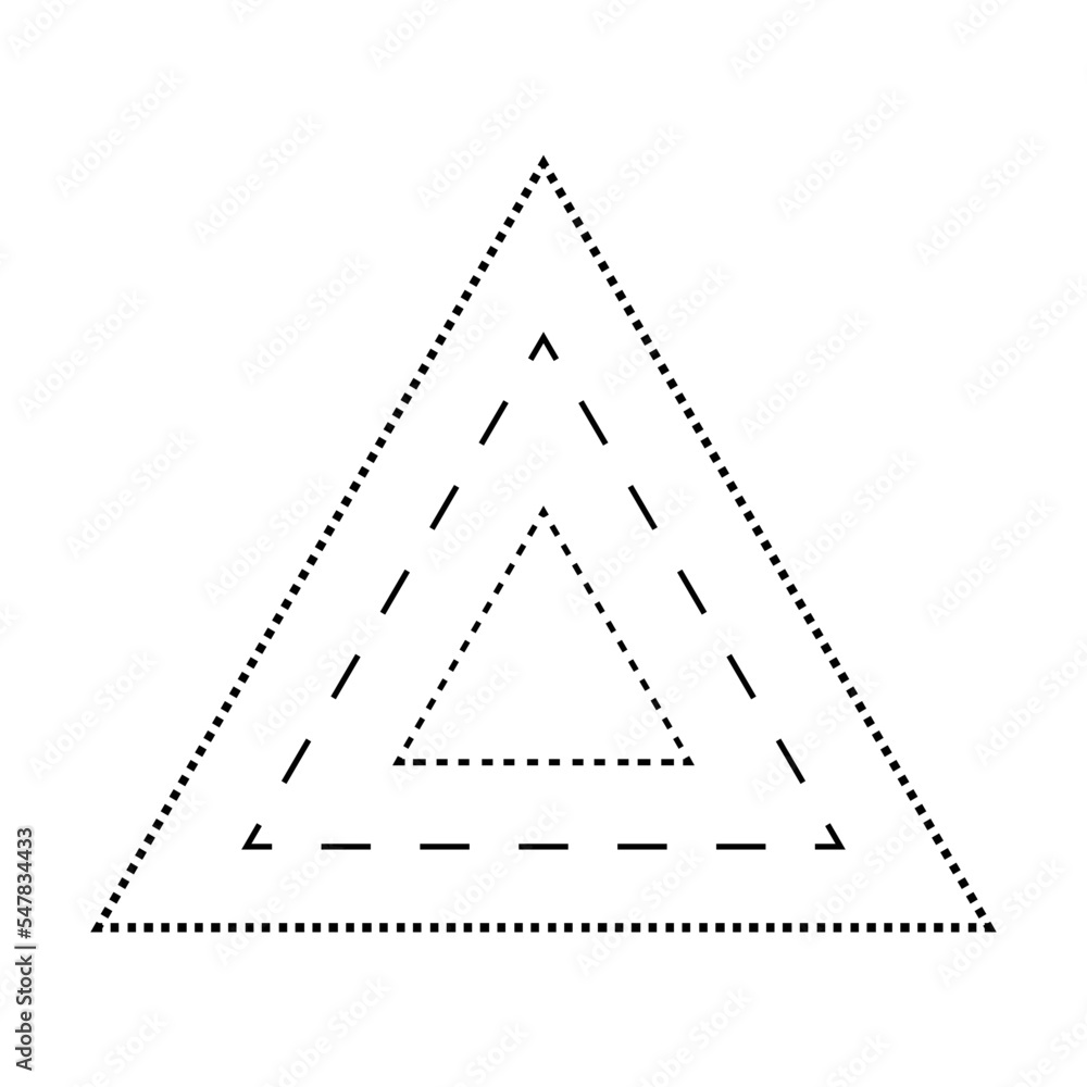 Tracing triangle shape broken line element for preschool, kindergarten ...