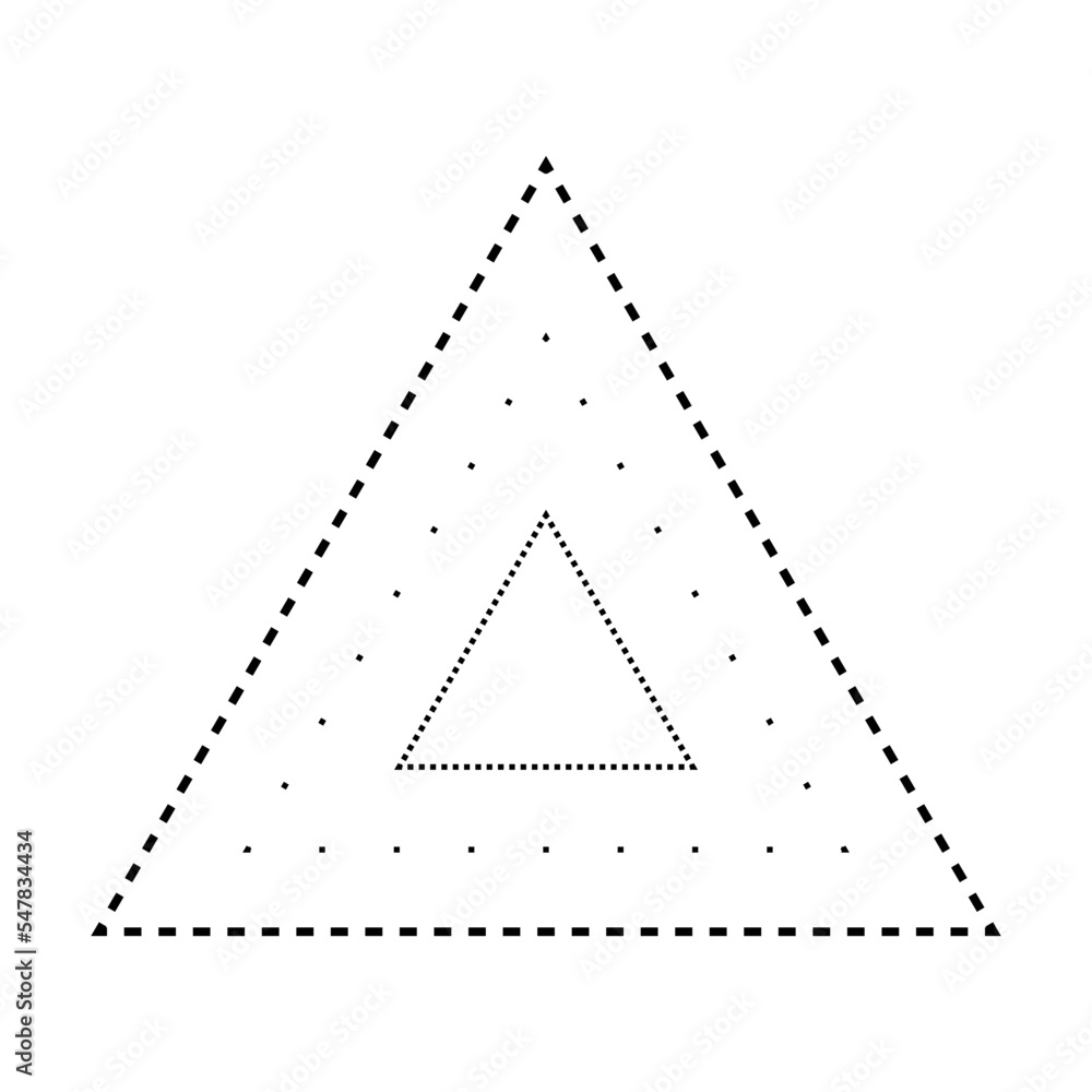 Tracing triangle shape broken line element for preschool, kindergarten ...