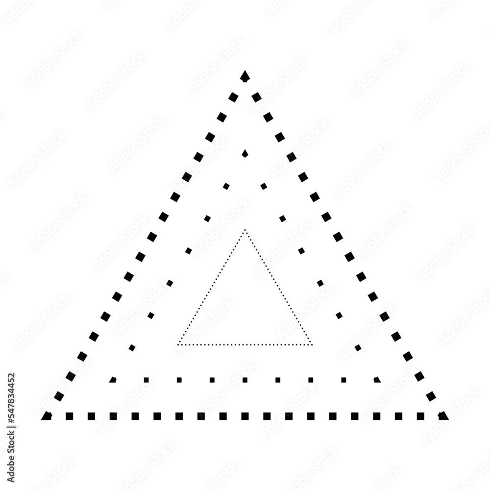 Tracing triangle shape broken line element for preschool, kindergarten ...