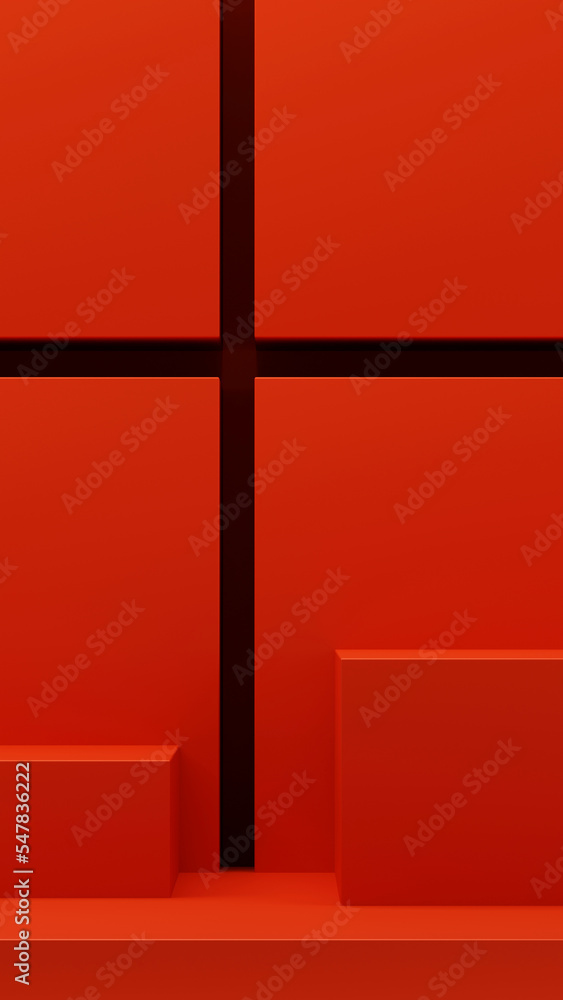 Vertical Red platform step shelf podium for product display and awards ...