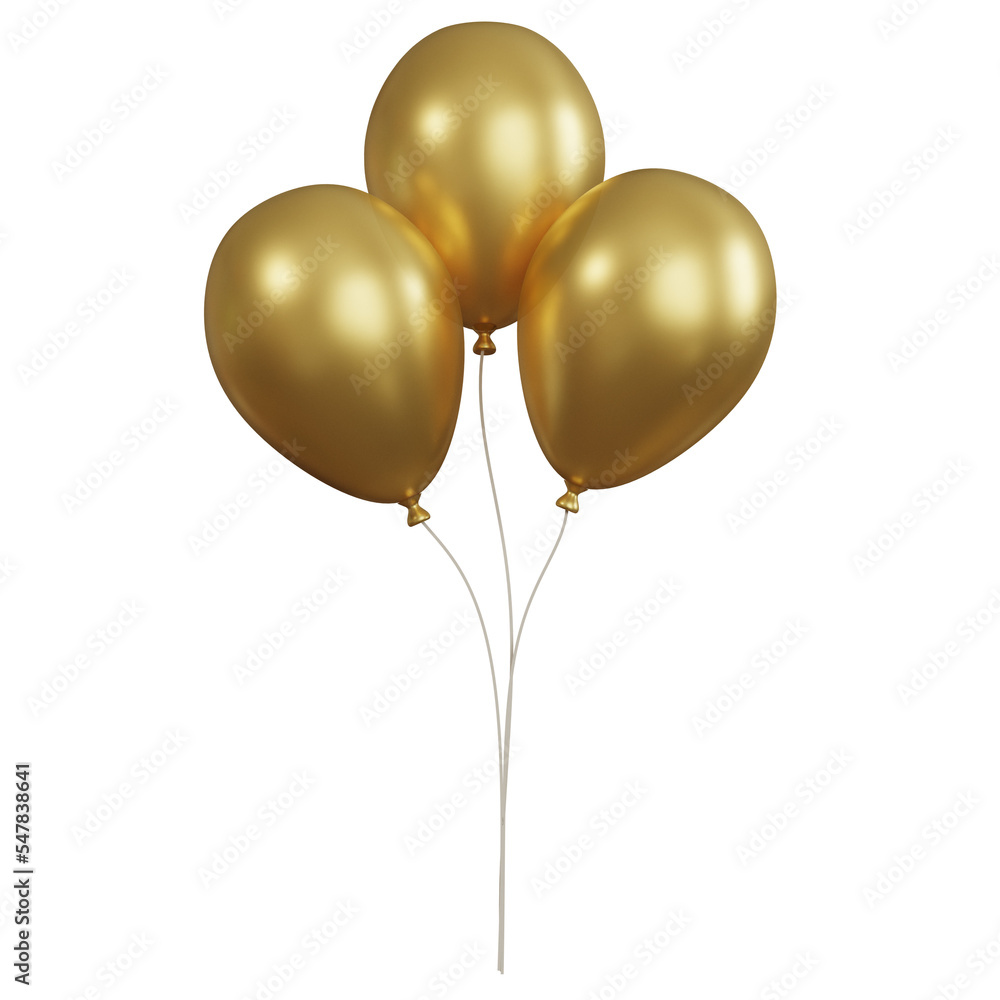 3D Rendering Gold Balloons for Birthday, Party, Festival Decoration ...