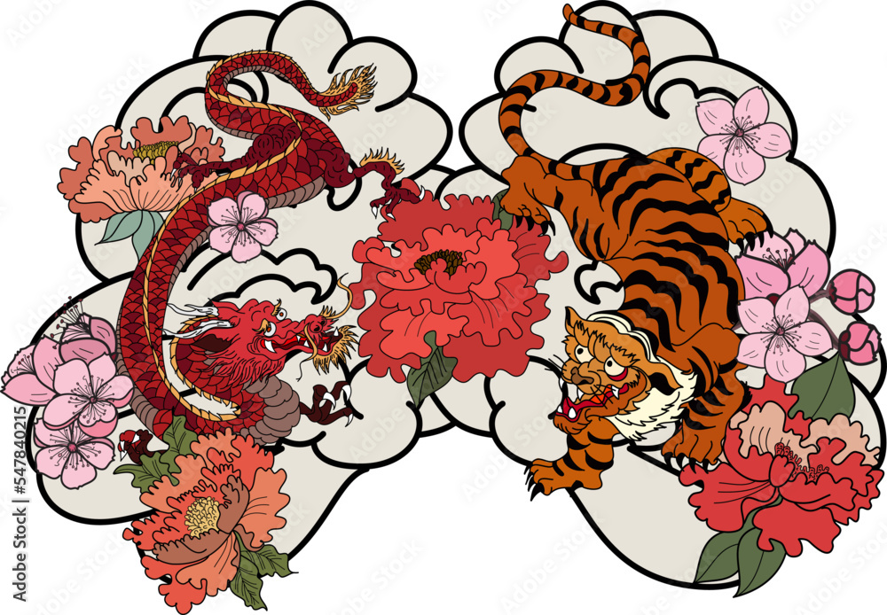 Japanese Tiger Dragon Art