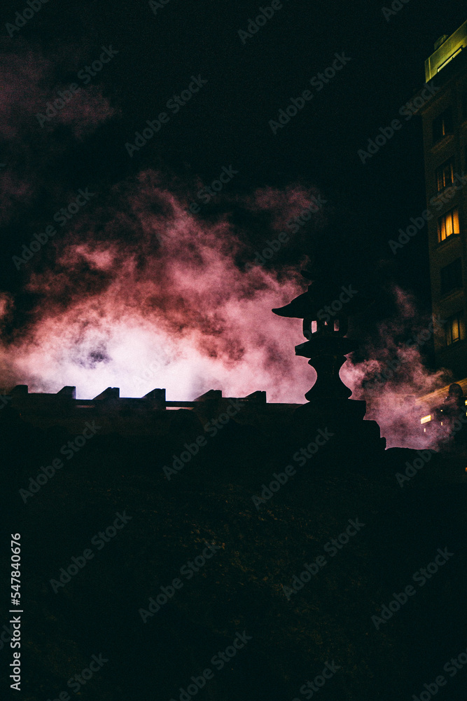 Kusatsu, Agatsuma District, Gunma, Japan, Night in a Hot Spring Village ...