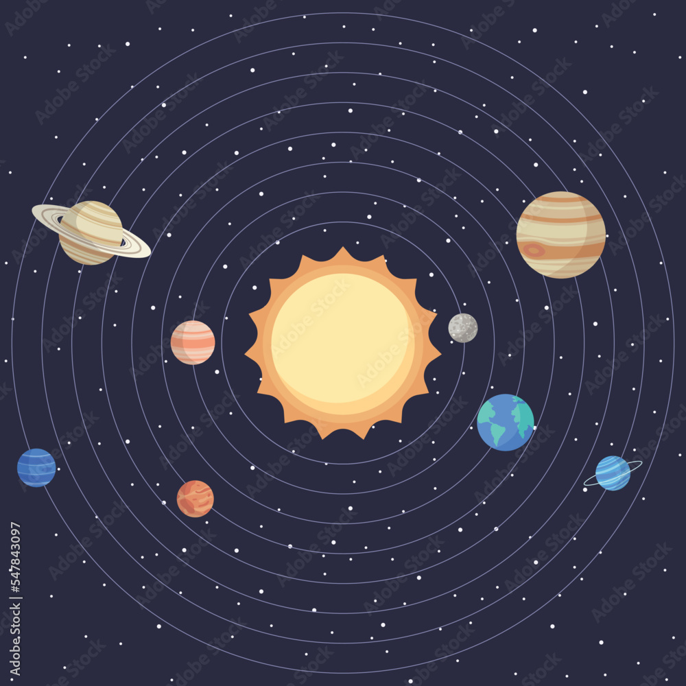 Set of cartoon solar system planets. Children s education. Vector ...