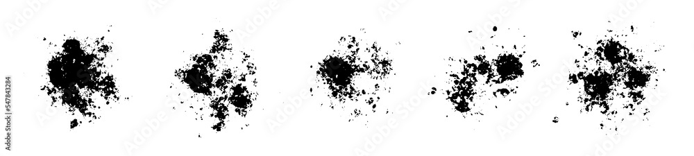 Abstract black paintbrush collection bundle elements. Ink splash vector ...