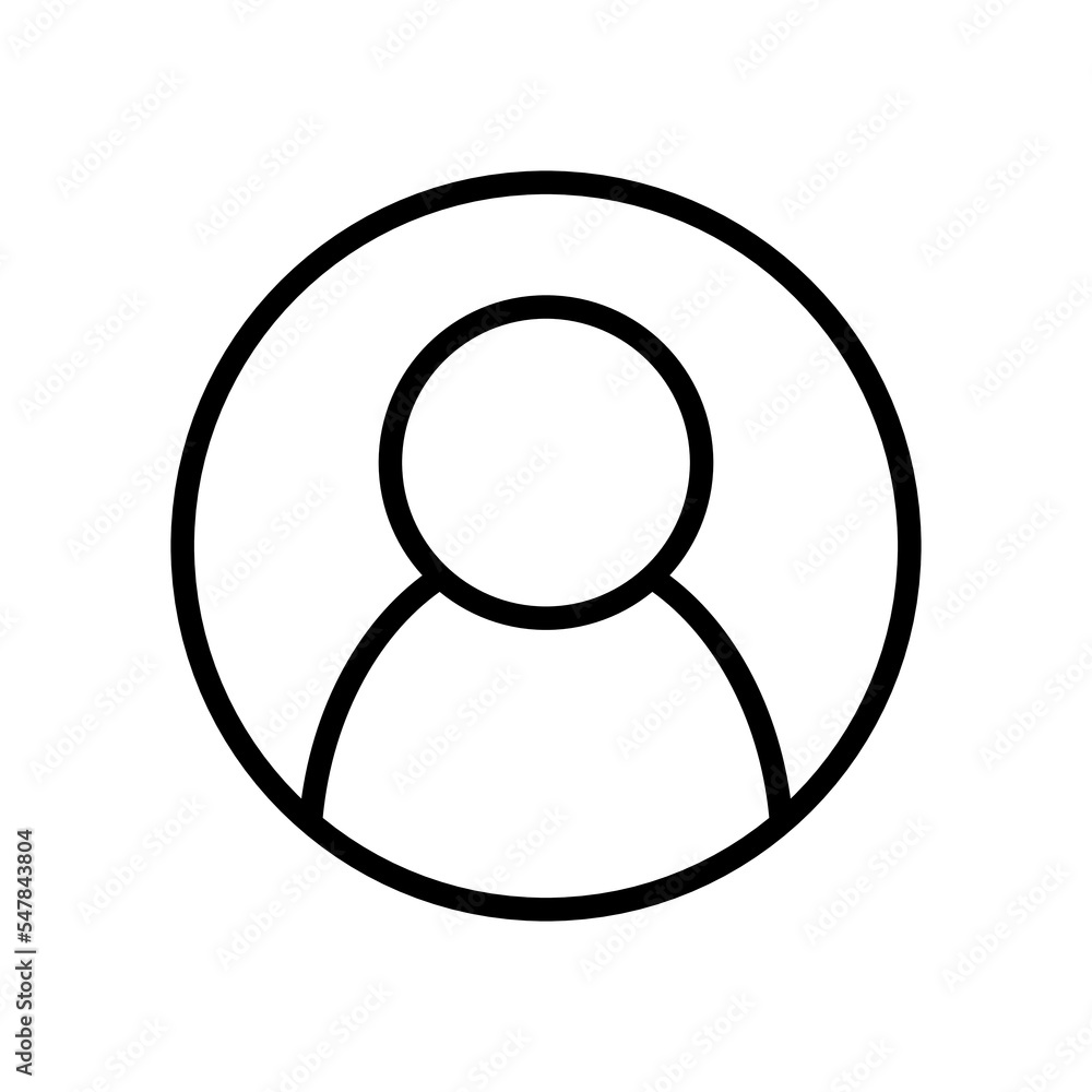 Profile People Icon for User in Black Line Flat Vector Illustration ...