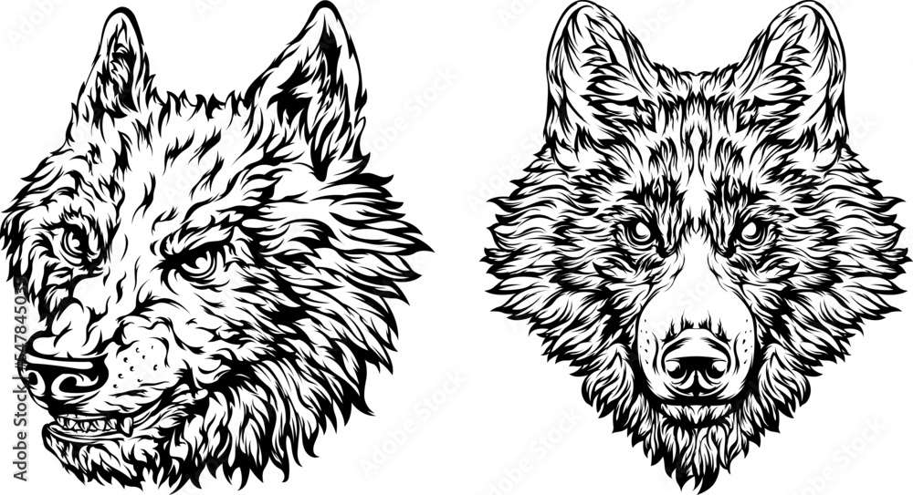 Head of dog, wolf. Abstract character illustration. Graphic logo ...