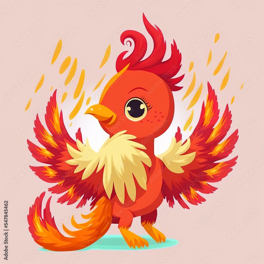 Cartoon Phoenix as an Astronaut Drawing Illustration for tshirt ...