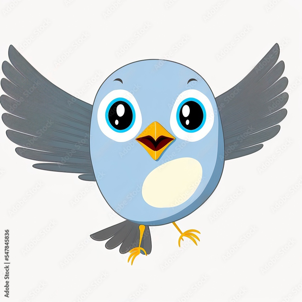 Cartoon Cute Bird Drawing Illustration isolated in white background for ...