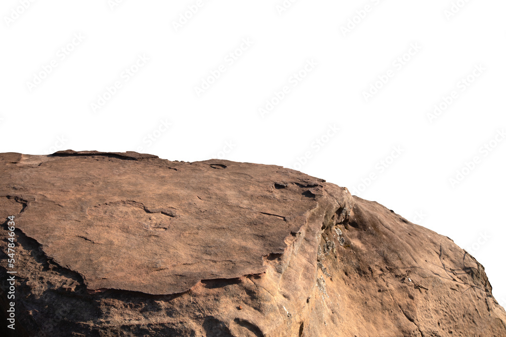 Cliff stone located part of the mountain rock isolated on white ...