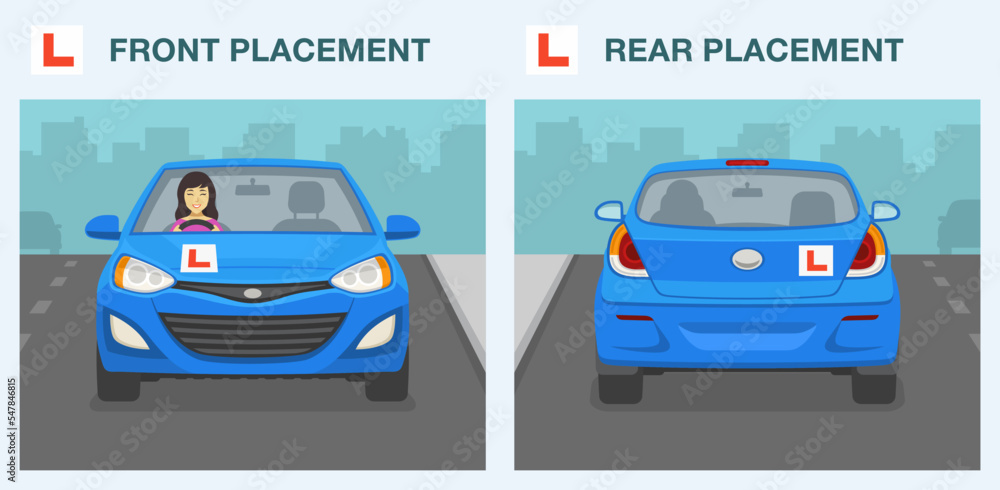 Car driving practicing. Female student driver holds steering wheel ...
