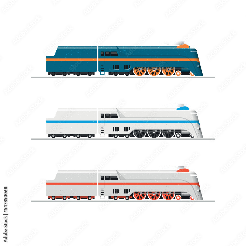 Streamlined Steam Locomotive. Side view. Vector illustration Stock ...
