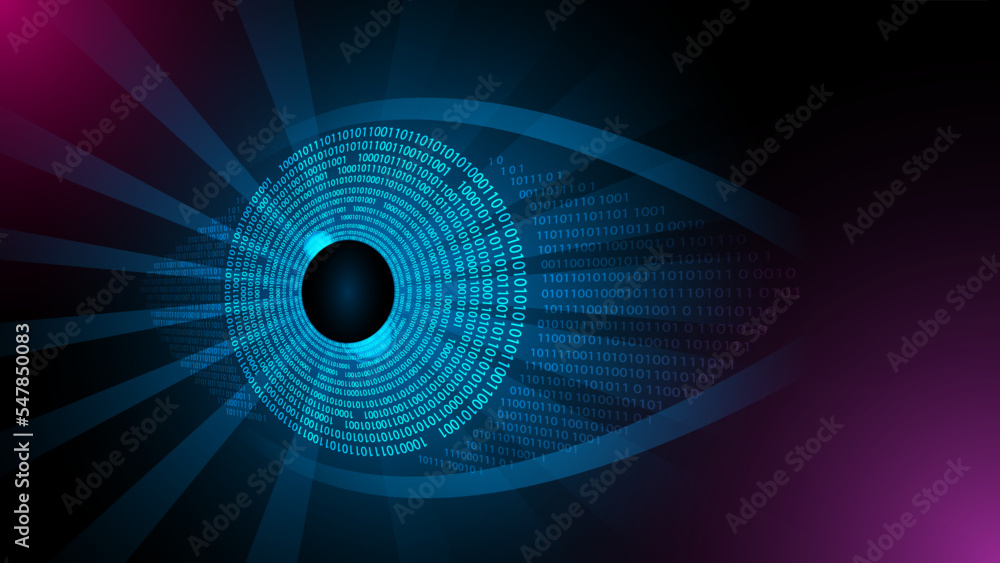 Digital eye data network cyber security technology binary code 0 to 1 ...