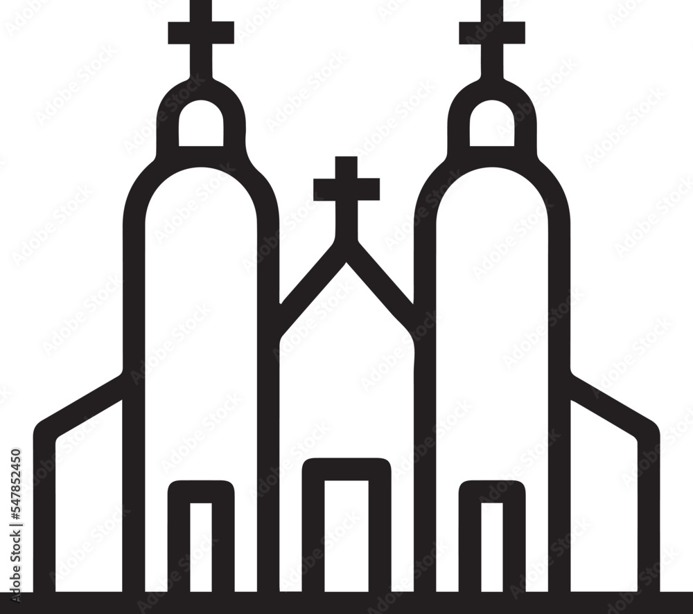 Church with cross line icon. linear style sign for mobile concept and ...