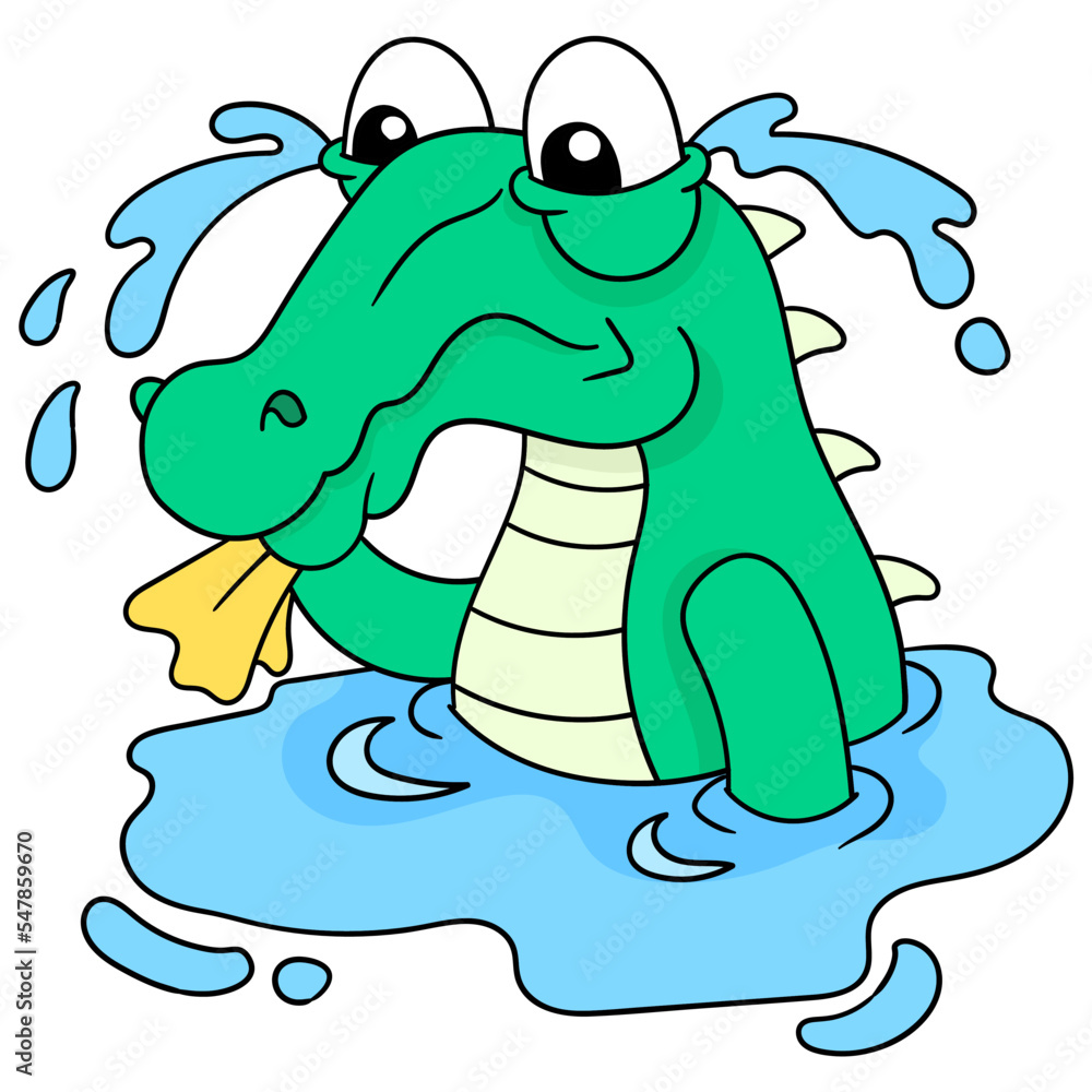 Vector illustration of a crying crocodile cartoon character isolated on ...