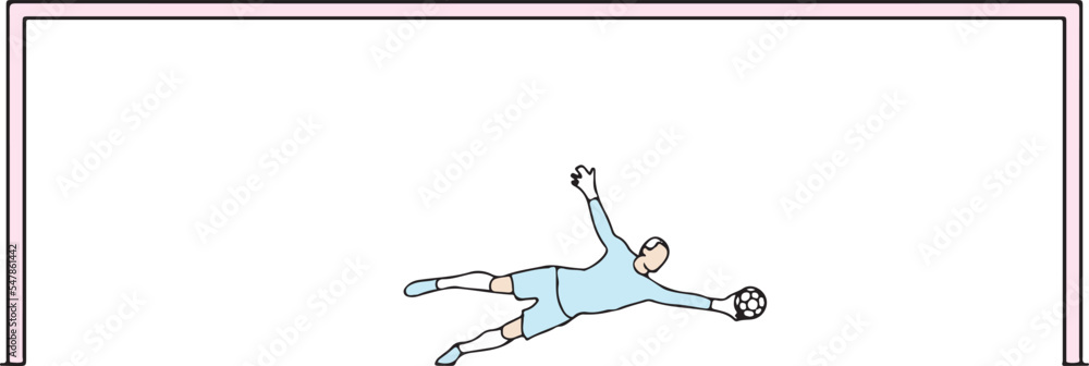Football Soccer Goal gate goalie jumping minimalist line art ...
