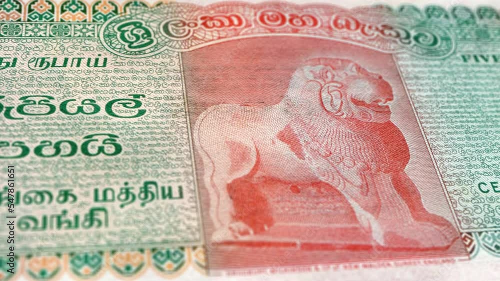 Sri Lanka Sri Lankan Rupee 5 Banknotes, Five Sri Lankan Rupee, Close-up ...
