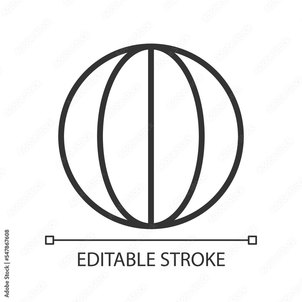 Longitude pixel perfect linear icon. Spherical globe. World map. Planet ...