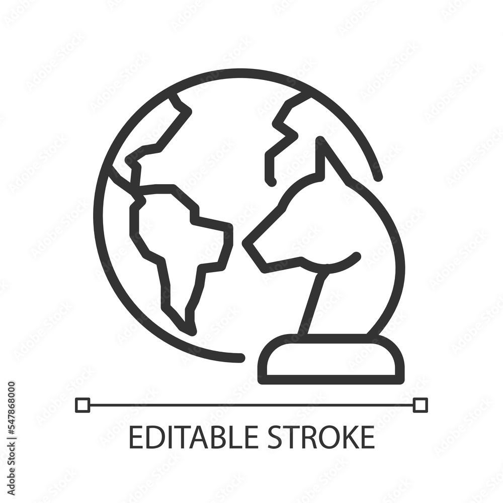 Geopolitics pixel perfect linear icon. International governance. World ...