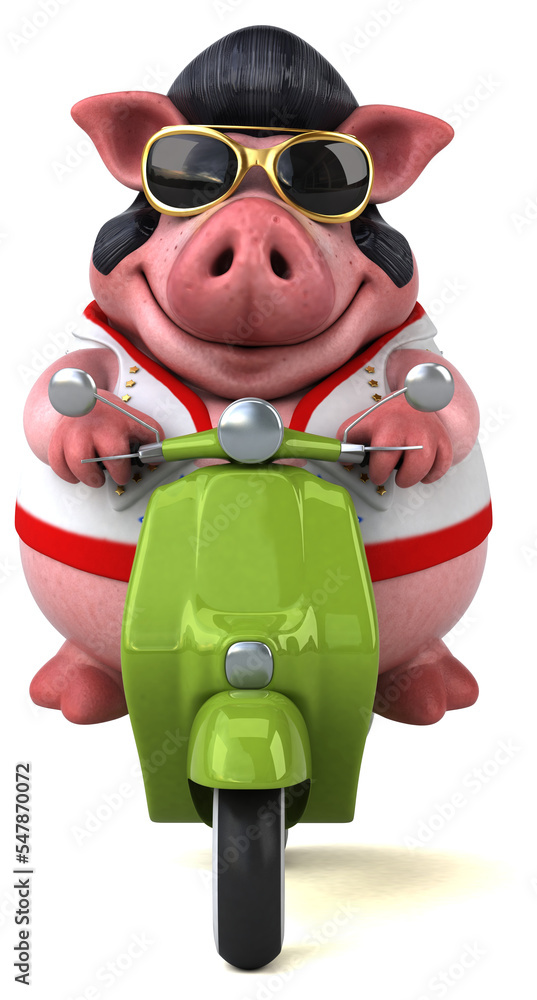 Fun 3D cartoon illustration of a pig rocker Stock Illustration | Adobe ...