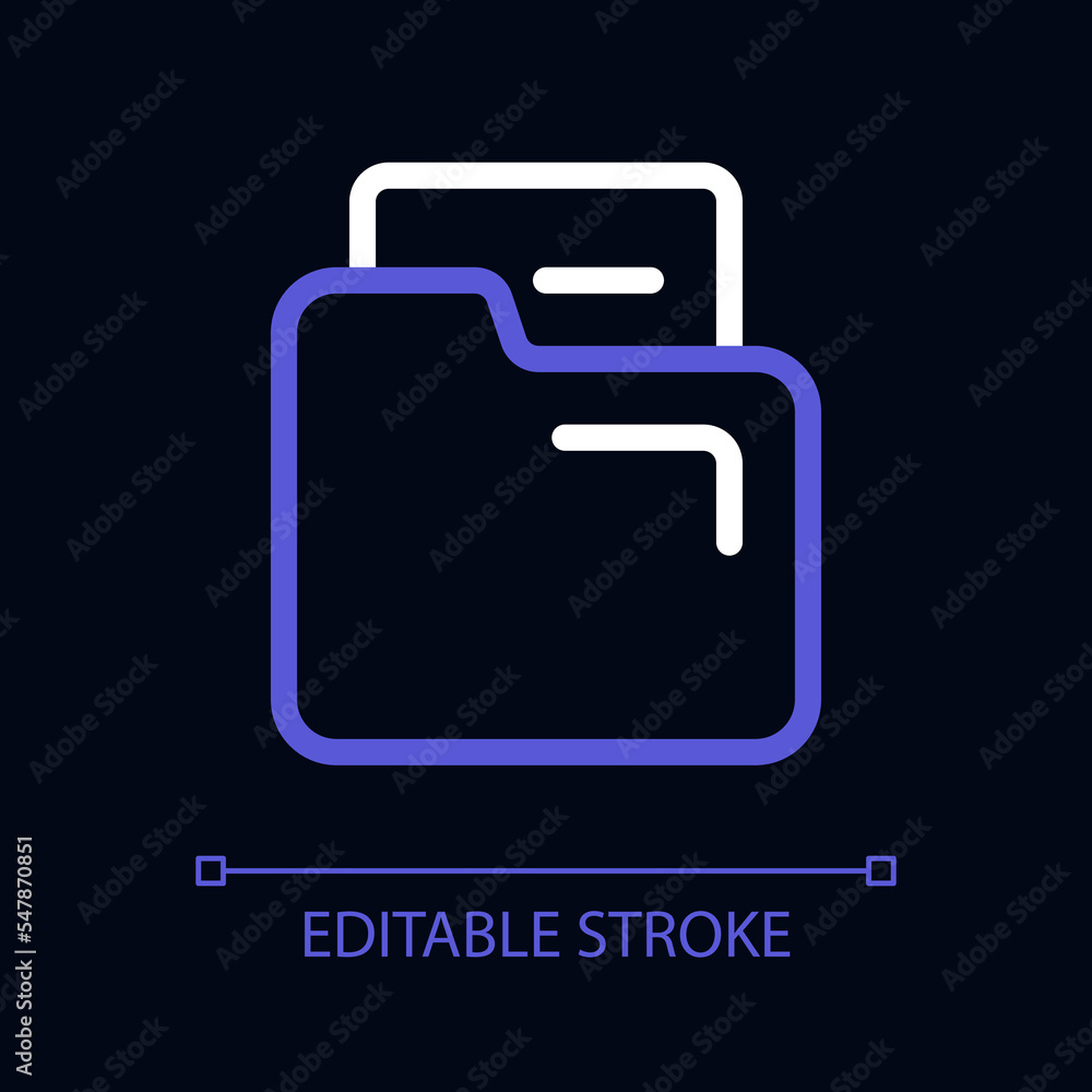 Document in folder pixel perfect color linear ui icon for dark theme ...