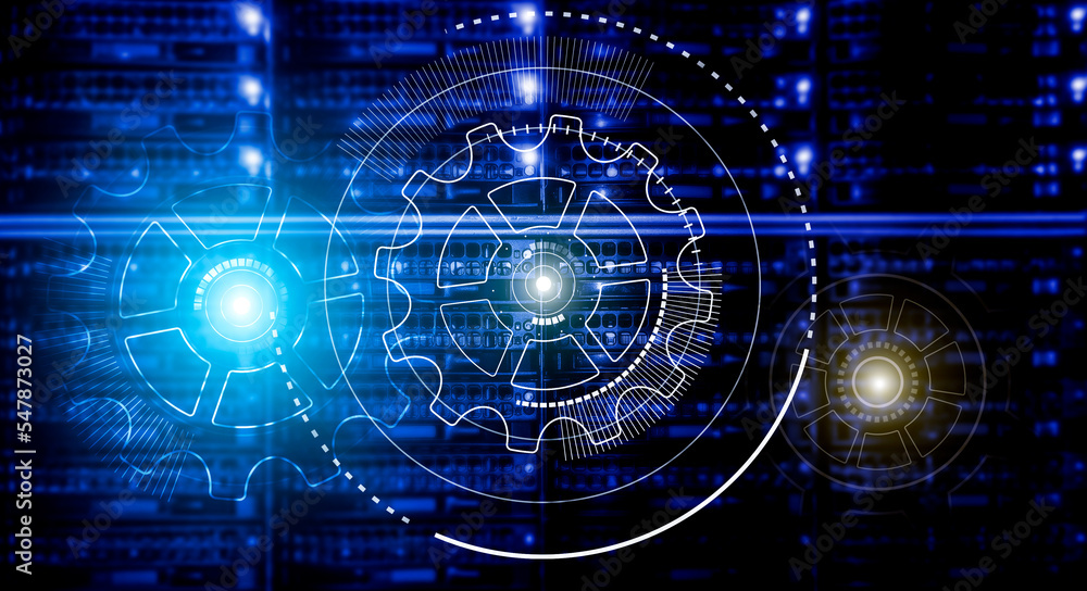 3D rendering. Data processing center for computing. High technology and ...