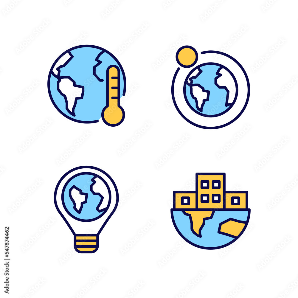 Global problems pixel perfect RGB color icons set. Urbanization process ...