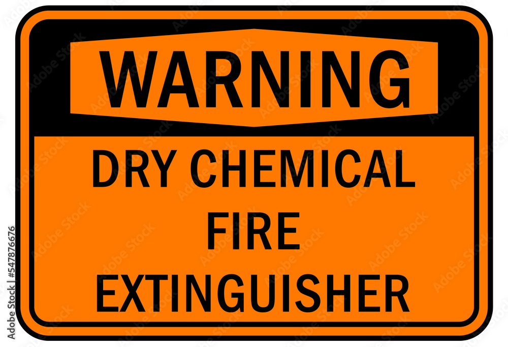 Fire emergency dry chemical fire extinguisher sign and label Stock ...