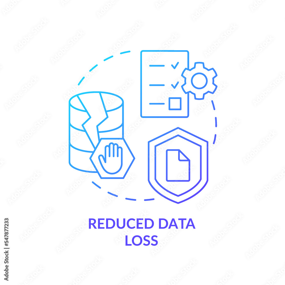 Reduced data loss blue gradient concept icon. Improve information ...