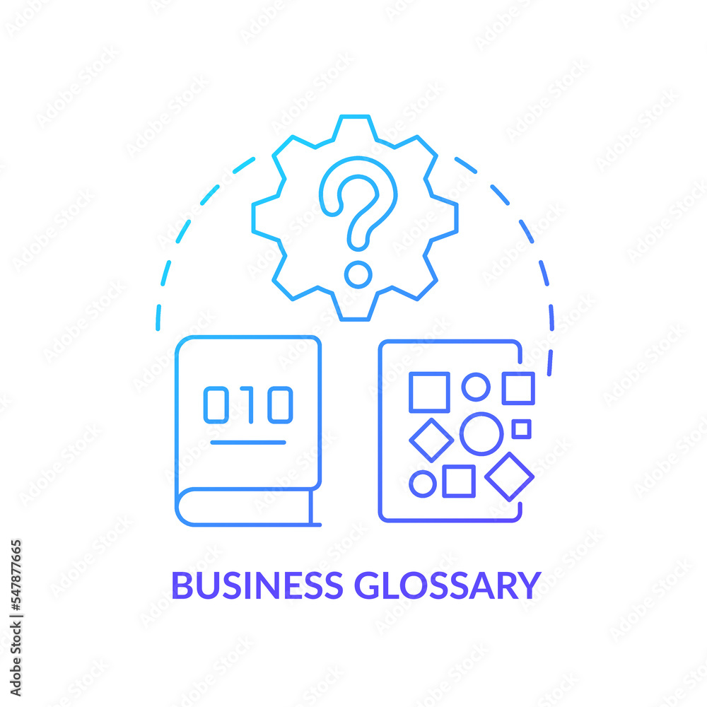 Business glossary blue gradient icon. Organization data terminology ...