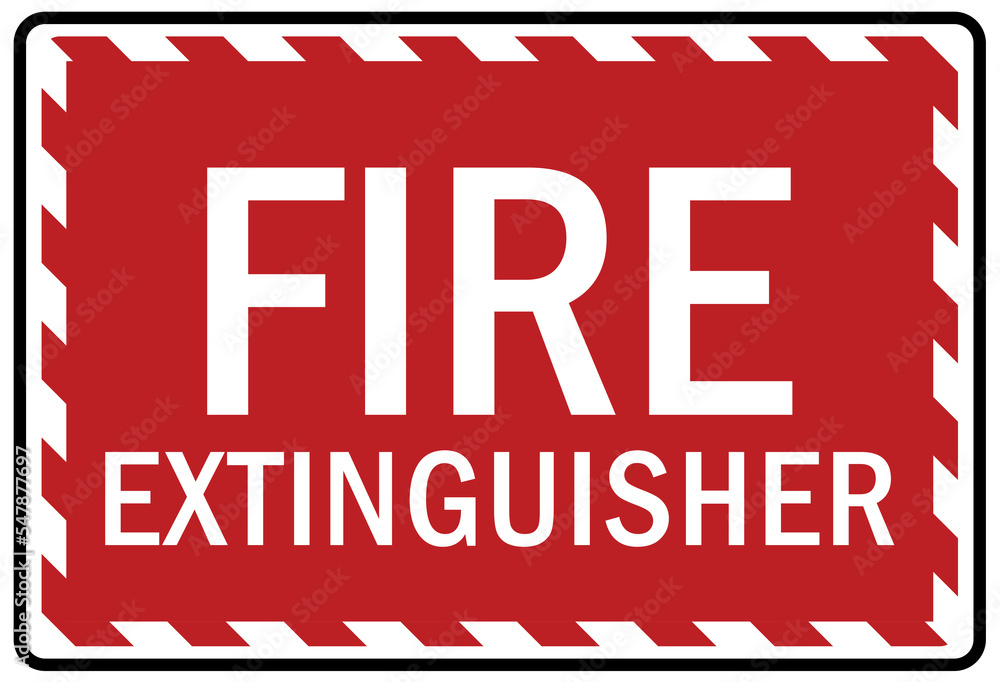 Fire emergency fire extinguisher sign and label Stock Vector | Adobe Stock