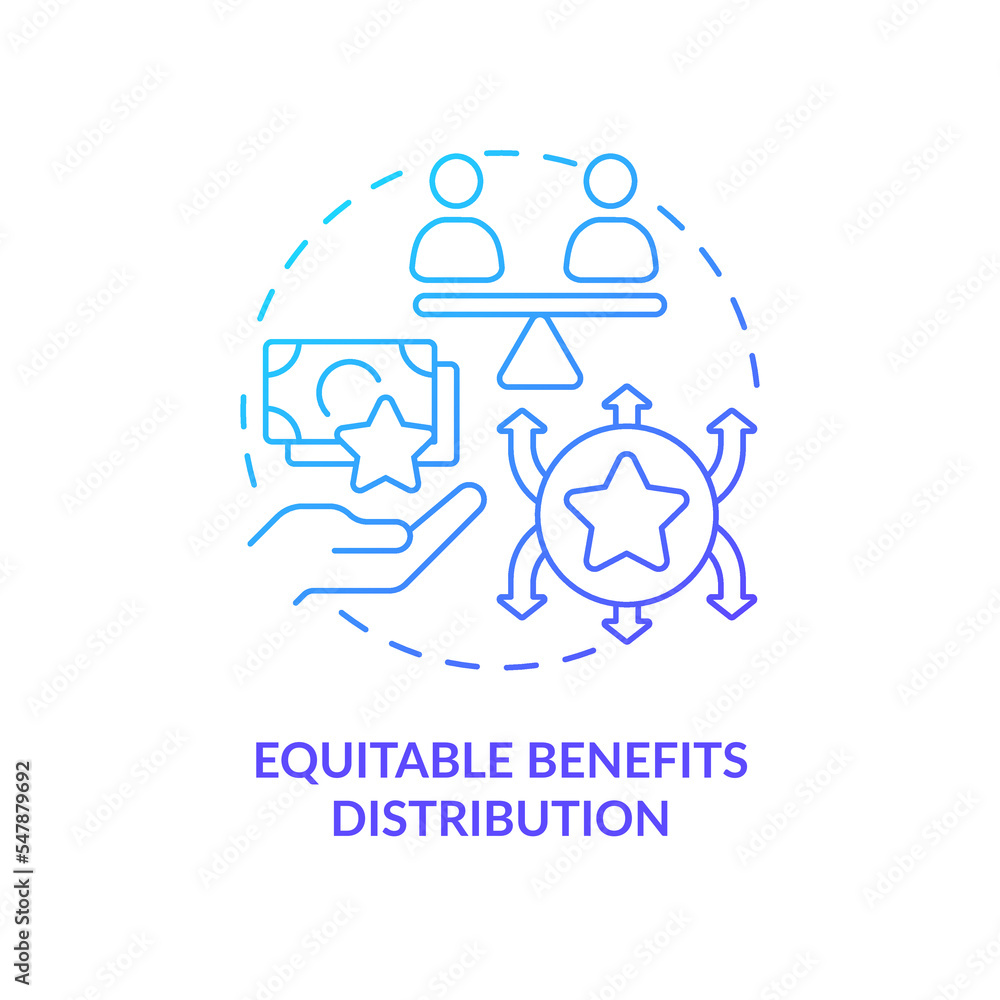 Equitable benefits distribution blue gradient concept icon ...