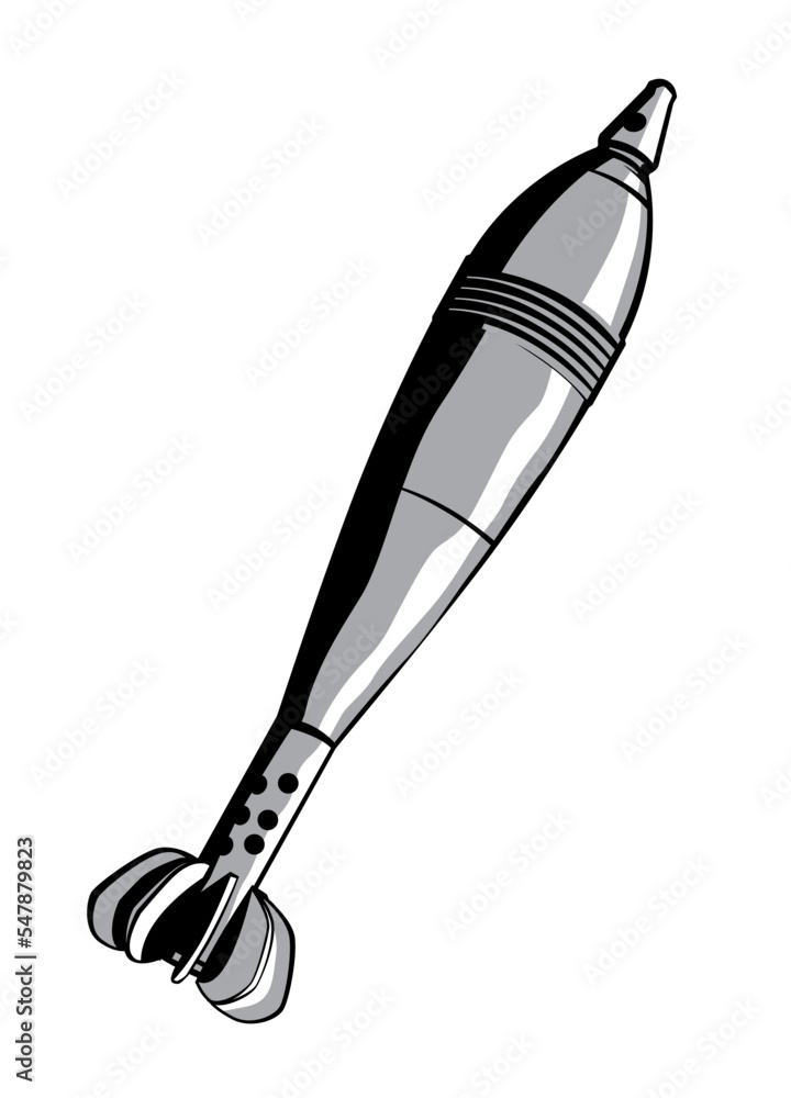 Ammunition. 120mm mortar shell. Mortar bomb. High explosive rounde ...