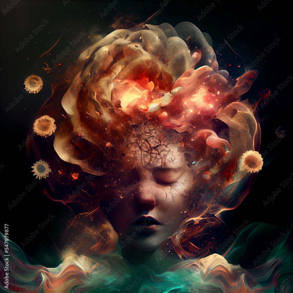 Midjourney abstract render of a mockup human face Stock Illustration ...