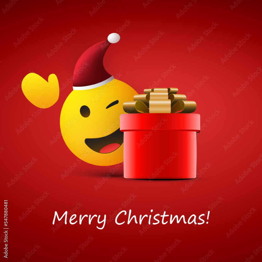 Merry Christmas! - Smiling and Winking Santa Claus Emoji with Waving ...