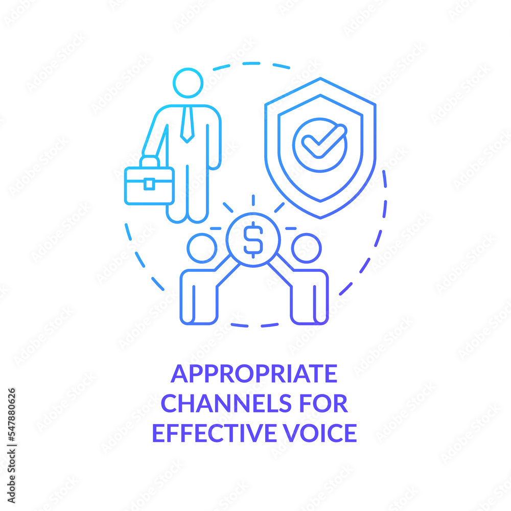 Appropriate channels for effective voice blue gradient concept icon ...