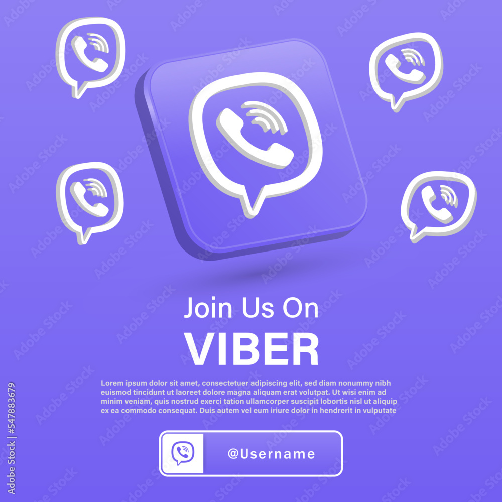 follow us on viber gradient background with 3d logos . social media ...