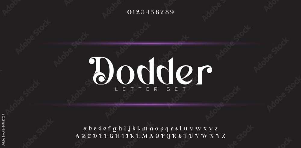 DODDER Luxury letter fonts and alphabet set. Modern tech typeface ...