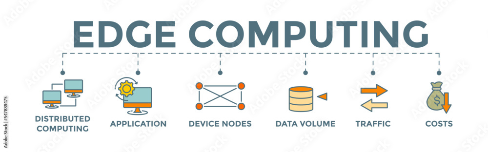 Edge computing icon banner web illustration with distributed computing ...