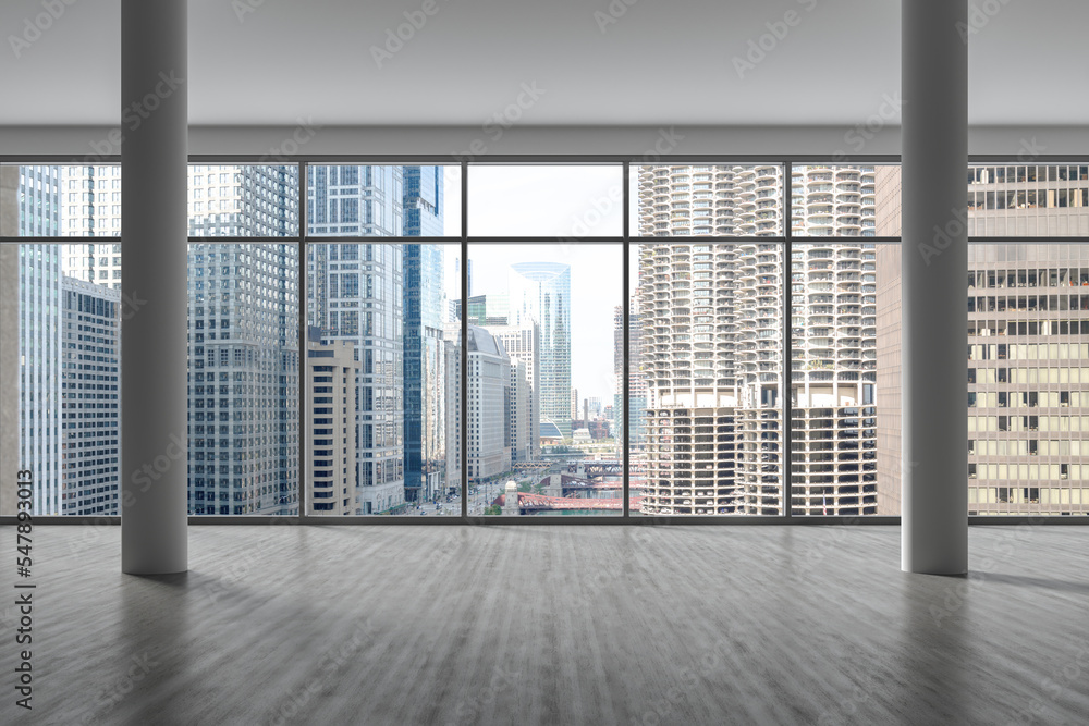 Downtown Chicago City Skyline Buildings from Window. Beautiful ...