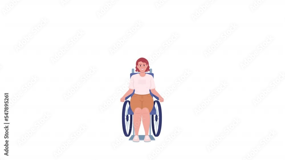 Animated lady in wheelchair character. Disabled woman talking. Full ...