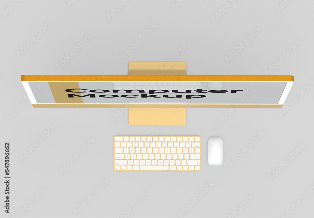 Top View Desktop Computer Mockup Stock Template | Adobe Stock