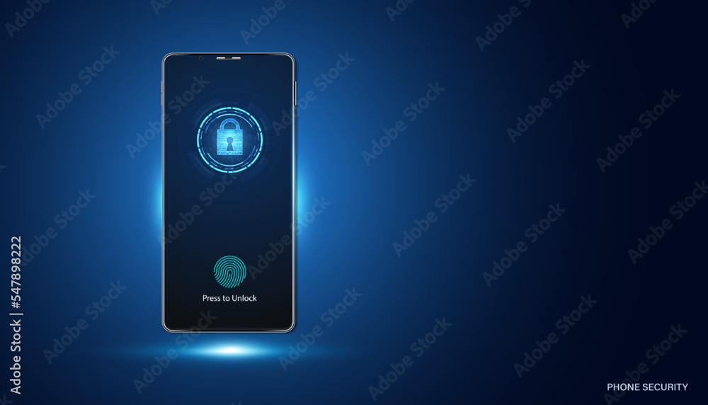 Abstract technology futuristic concept phone protection cyber security ...