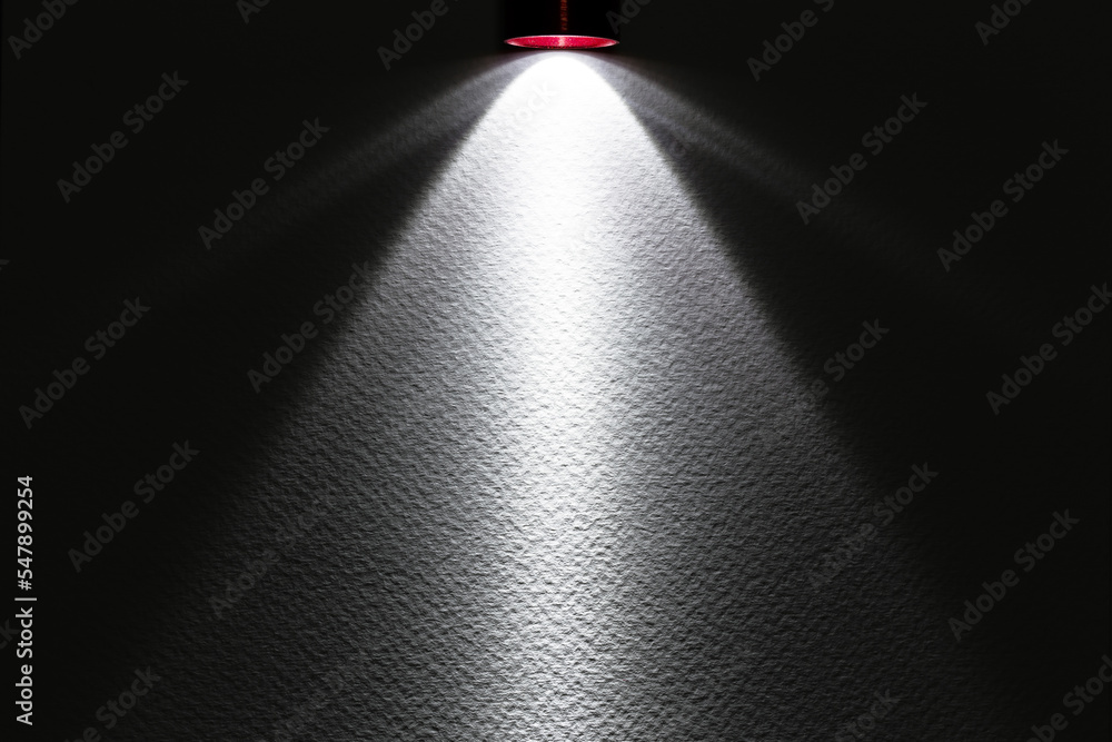 LED black flashlight for background. abstract spotlight on white ...