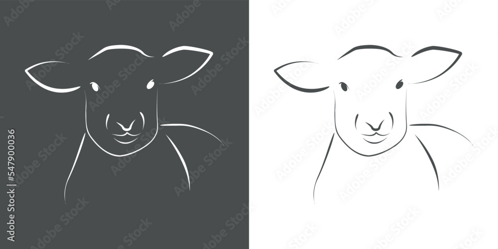 Logotipo de restaurante y granja de carne de cordero. Silueta aislada ...