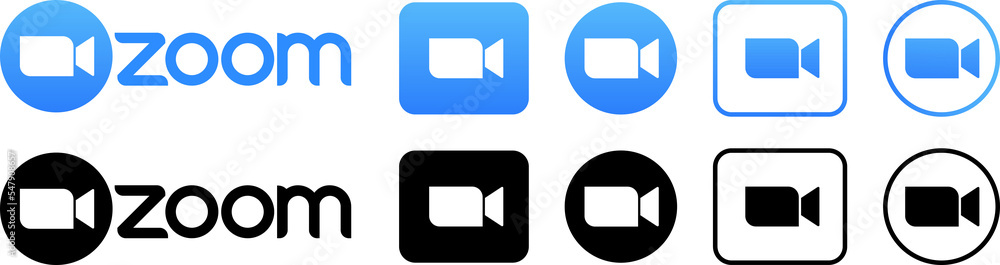 Stockillustratie Zoom camera icons. Zoom video logo. Editorial vector ...