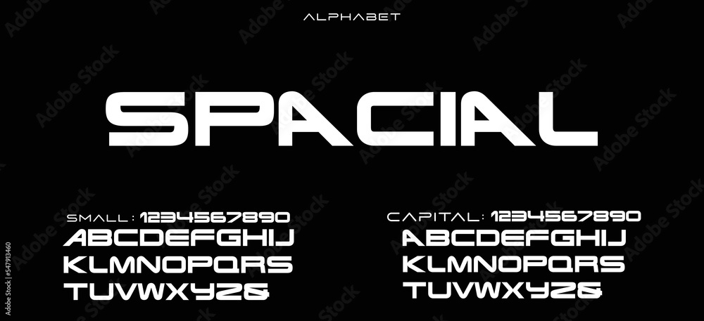 Digital modern with small and capital alphabet font and vector ...